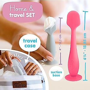 Bumco Baby Bum Brush + Mini Diaper Cream Spatula with Case - BPA-Free Butt Spatula Baby, Soft Diaper Spatula, Baby Diaper Cream Applicator, Mom-Invented Diaper Bag Essentials, Butt Spatula