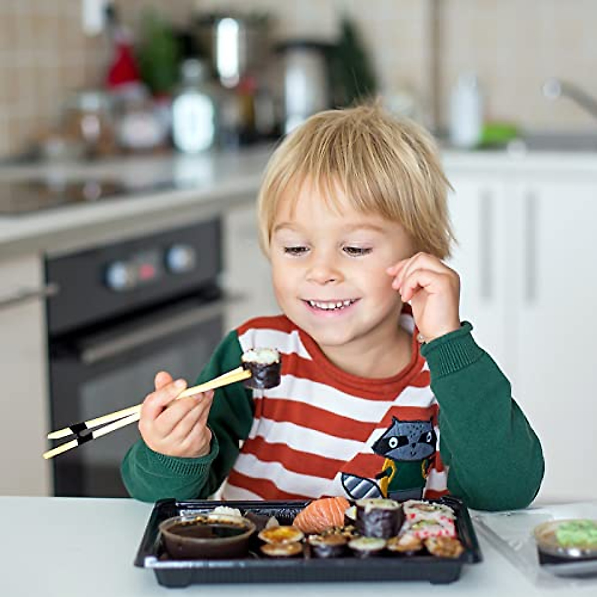 TIESOME 8Pcs Reusable Chopstick Helpers, Training Chopstick Hinges Connector Practice Chopsticks for Adults, Kids, Beginner, Trainers or Learner(Black)