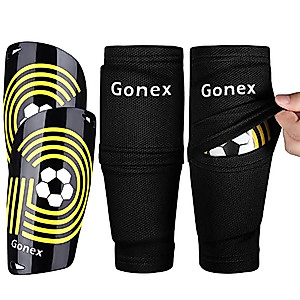 Gonex Soccer Shin Guards for Kids Adult, Youth Boys Girls Shin Guards Slip in Soccer Shin Pad Sleeves Canilleras for Football Games, EVA Cushion Protection Reduce Shocks & Injuries