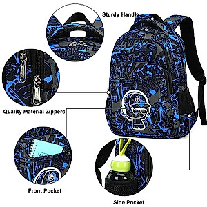 LEDAOU School Backpack Teen Boys Kids Bookbag Daypack School Bag (Graffiti Blue)