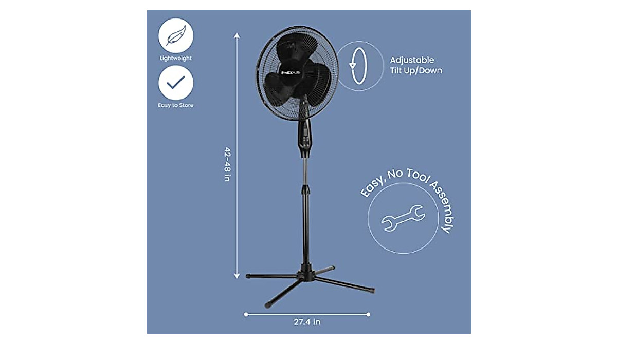 NEXAIR 16 Inch Oscillating Stand Fan with Remote Control