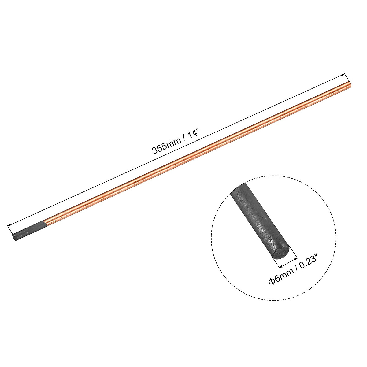 PATIKIL Copper Coated Gouging Carbon Electrode Rods, 6mm/0.23 Inch Dia, 355mm/14-inch Length for Welding, Pack of 50