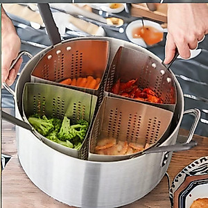 5-Piece Vegetable and Pasta Cooker Set with 20 Qt. Aluminum Pot and 5 Qt. Stainless Steel Inserts Strainer Baskets, pasta pot with strainer baskets to cook multiple servings at once