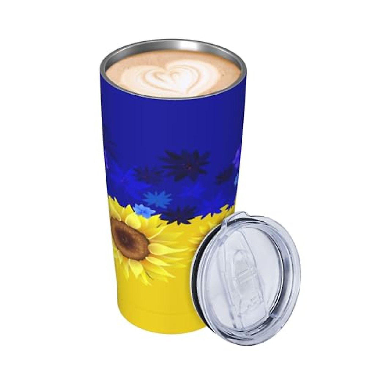 VKKOEWL Sunflowers And Blue Ukraine Stainless Steel Insulated Tumbler 20 Oz Travel Water Bottle Coffee Mug Drink Cup With Lid Straw