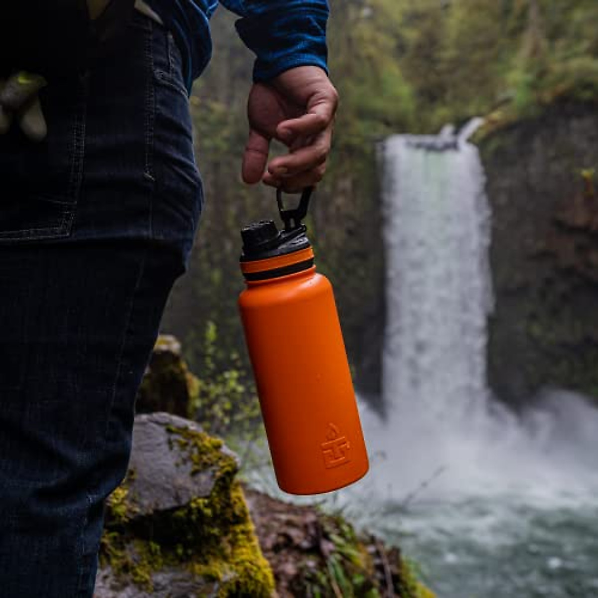 Tempercraft 32 oz Vacuum Insulated Sport Bottle | Custom Laser Engraved Options | Stainless Steel, Double-Walled, Wide Mouth (River - Blank)