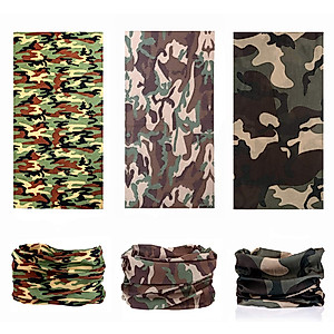 KALILY 6PCS Headband Bandana - Versatile Sports CAMO Headwear –Neck Gaiter, Headwrap, Balaclava for Camping, Cycling, Fishing