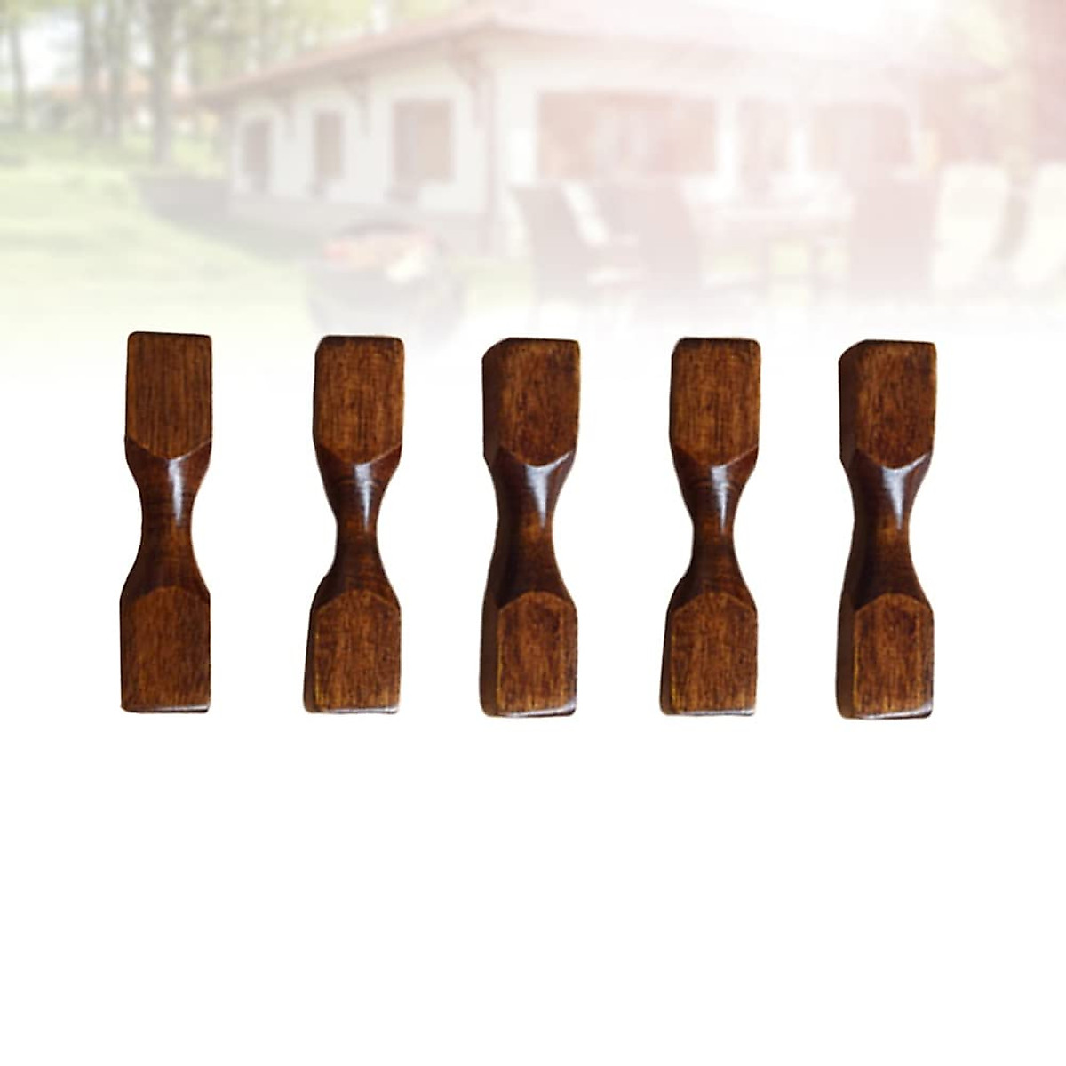 Luxshiny Dumbbell Chopstick Rest 5Pcs Wooden Chopsticks Rest Japanese Style Chopstick Rest Tableware Rest Stand Dinner Spoon Fork Knife Holder for Restaurant Home Japanese Chopstick Rest