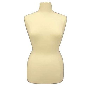 (JF-F14/16W+BS-01NX) Size 14-16 White Female Dress Form Mannequin Plus Size 42" 32" 44" with Wooden Base & Cap (BS-01, White)