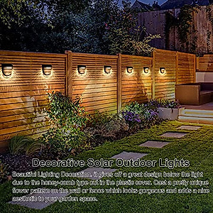 Solar Fence Lights, 6 Pack LED Solar Deck Lights - Waterproof - Easy Installation - Long lasting Battery - Beautiful Lighting Decoration - Amber LED Light, Outdoor Solar Light for Garden, Stairway