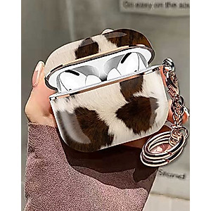 Txocouk for Airpods Pro 2 Case Protective Shockproof Hard Case with Keychain Cute AirPods Pro 2nd Generation Case air pods case for Girls and Women and Men Cow Hide Farm Animal Brown Cowhide Skin