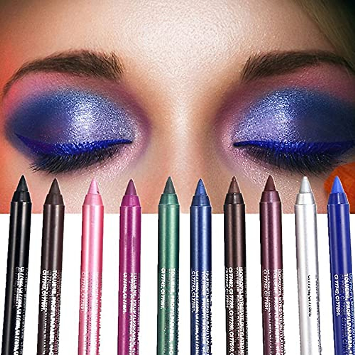 Wismee 10 Colors Eye liner Pen Colorful Set Professional Pearl Eye liner Kit Soft Metallic Eye liner Eyeshadow Pencil Long Lasting Eye liner Pen Cosmetic Kit Eyes Makeup Set for Women