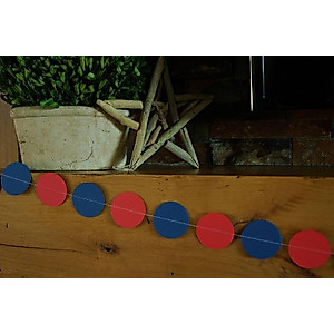 JEYE Red Navy Blue Circle Dots Party Garland Decoration Polka Dots Hanging Streamer Bunting Banner Backdrop Decor for Graduation Birthday National Day Party Supplies, Pack of 2, 26ft/8m in Total
