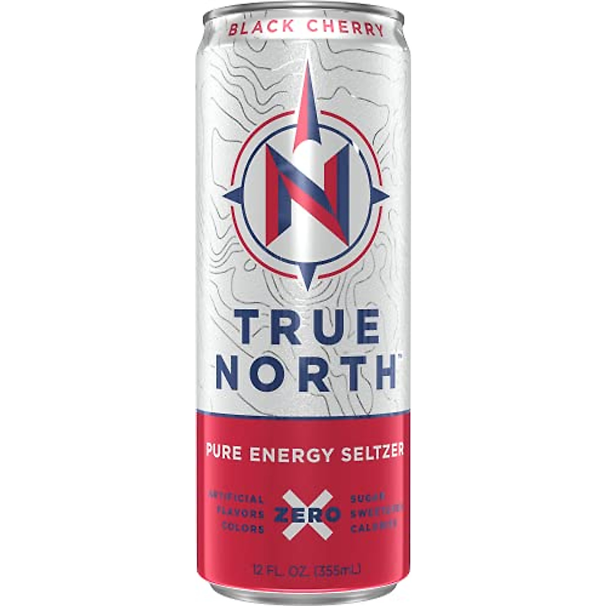 True North, Pure Energy Seltzer, Black Cherry, 12 Fl Oz (Pack of 12)