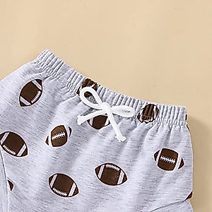 Funny Newborn Infant Baby Boy Girl Game Day Vibes Football Bodysuit Romper+Shorts Set Clothes Outfits 2Pcs (Brown, 0-6 Months)