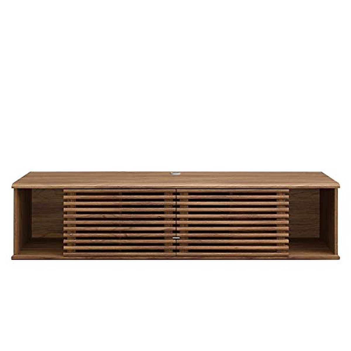 Modway Render 60" Mid-Century Modern Wall Mount Media Console TV Stand, 60 Inch, Walnut