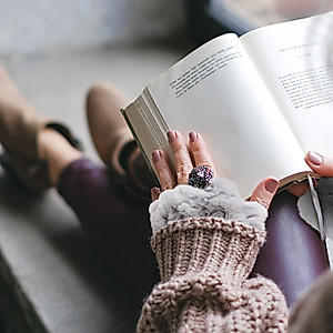 Geyoga Fingerless Fur Gloves for Women Winter Mittens Smooth Faux Rabbit Furry Gloves Warm Knitted Gloves(Black)