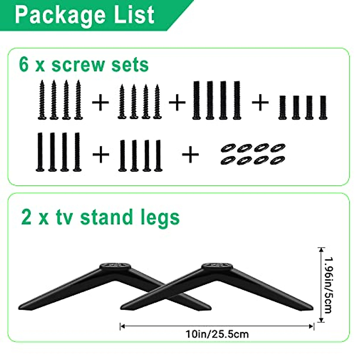 TV Stand Legs for TCL 65" Class 4-Series 4K UHD HDR ROKU Smart TV, TV Stand Base Compatible with TCL TV Model 65S421, Screws Included (Black)