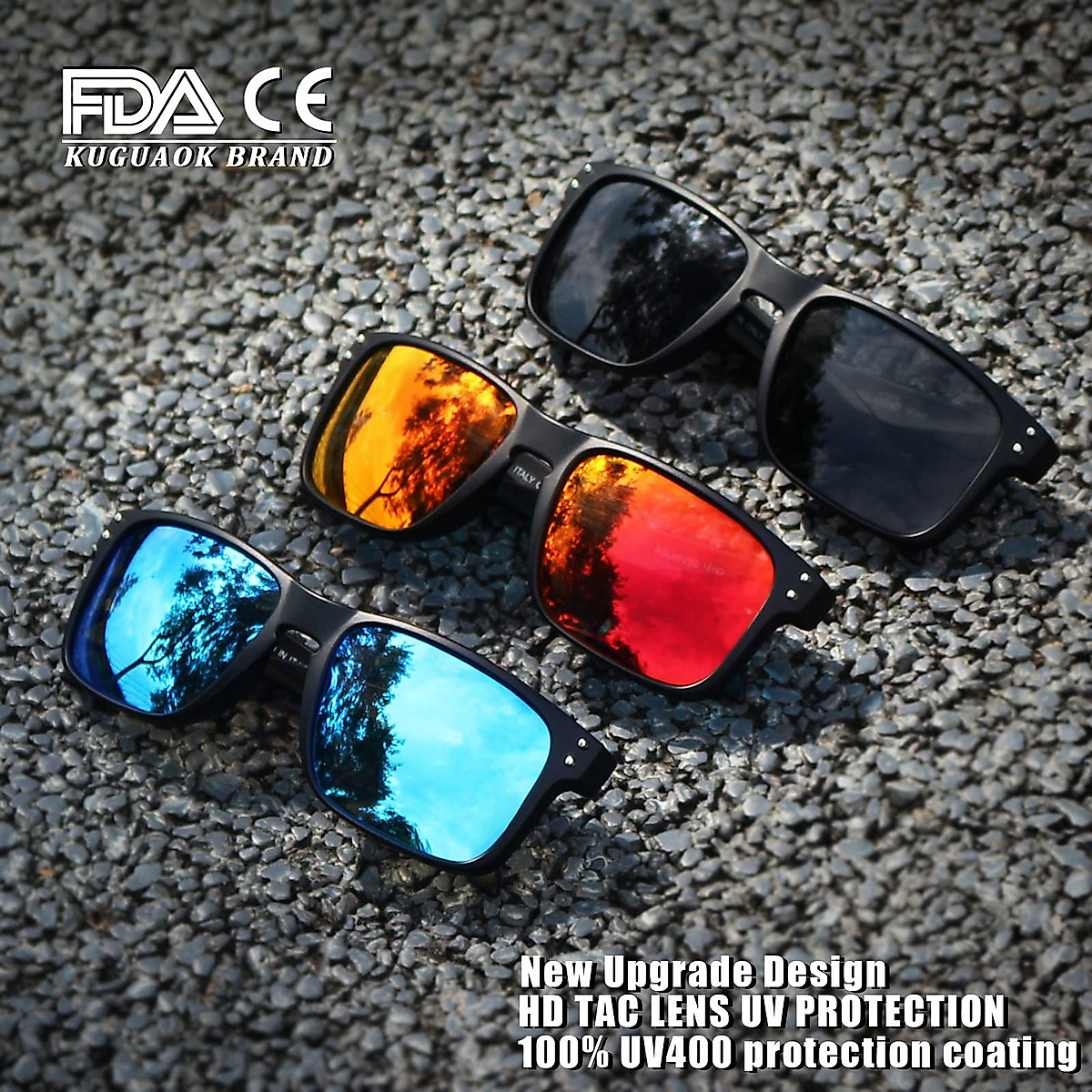 KUGUAOK Polarized Square Sunglasses For Men and Women Matte Finish Sun Glasses UV Protection Glasses