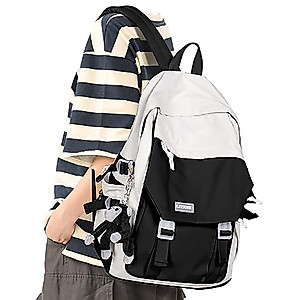 KEYEMP Fashion Backpacks for Men Women, 15.6 in Lightweight Travel Bag Casual Daypack,Cute Backpack for Aesthetic Travel Casual Day Pack,Bags for Work,Gift, Black