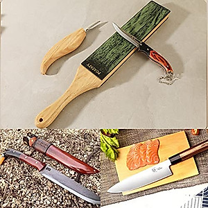 POATATY Leather Strop Paddle with Polishing Compound 14 inch x 2 inch for Sharpening & Honing- Knives Double Sided Strop Paddle - Get Razor-Sharp Edges with Knife Strop Kit