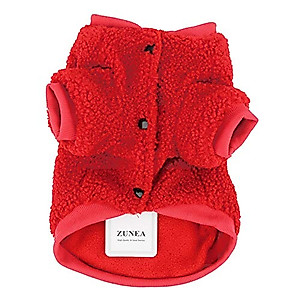 Zunea Small Dog Clothes Christmas Winter Warm Sweater Coat Soft Fleece Puppy Jacket Jumper Xmas Costume Outfits New Year Pet Chihuahua Cat Apparel for Dogs Boys Girls Red S