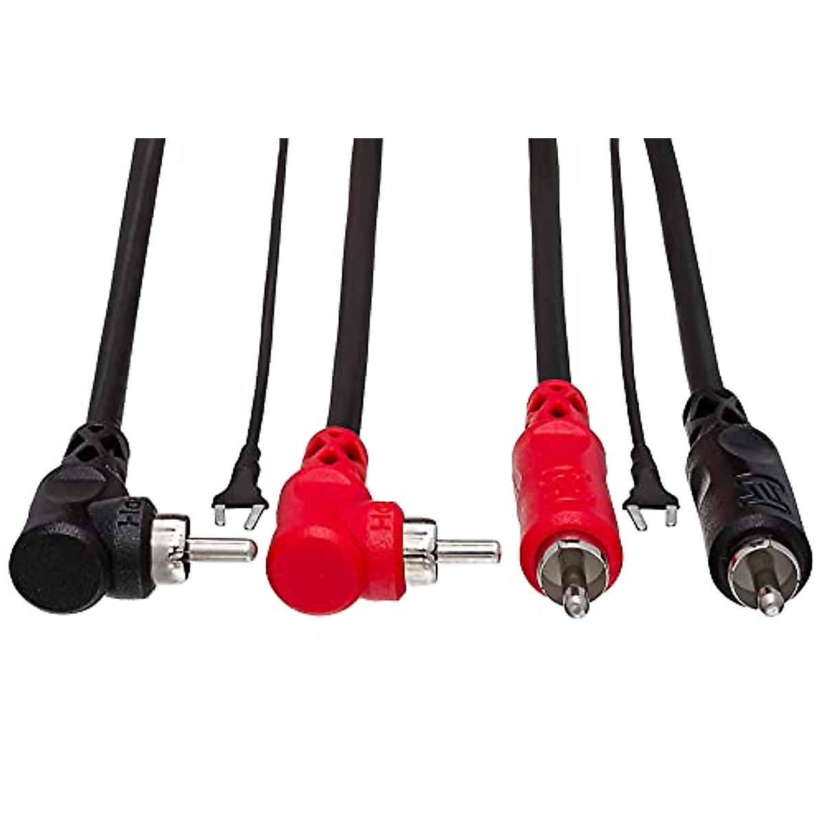 Hosa CRA-202DJ Dual RCA to Dual Right Angle RCA with Ground Wire Stereo Interconnect Cable, 2 Meters, Speaker