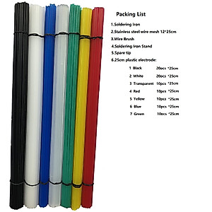 EinNana Plastic Welding Kit with Plastic Welder,90pcs Rods, Stainless Steel Mesh, Hot Iron Stand, and Wire Brush-Plastic Bumper,Kayak Repair Kit,DIY Arts,Portable 80 W