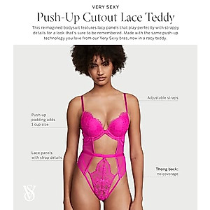 Victoria's Secret Cutout Lace Teddy, Push Up, Women's Lingerie, Very Sexy Collection, Pink (XL)