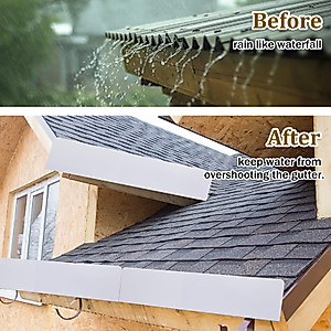 Yaocom 2 Pcs 24 Inch Gutter Valley Splash Guards Extra Long White Downspout Diverter Metal Straight Roof Rain Diverter with 20 Screws for Roof House Residential Flat Shingle Drain Downspout Water