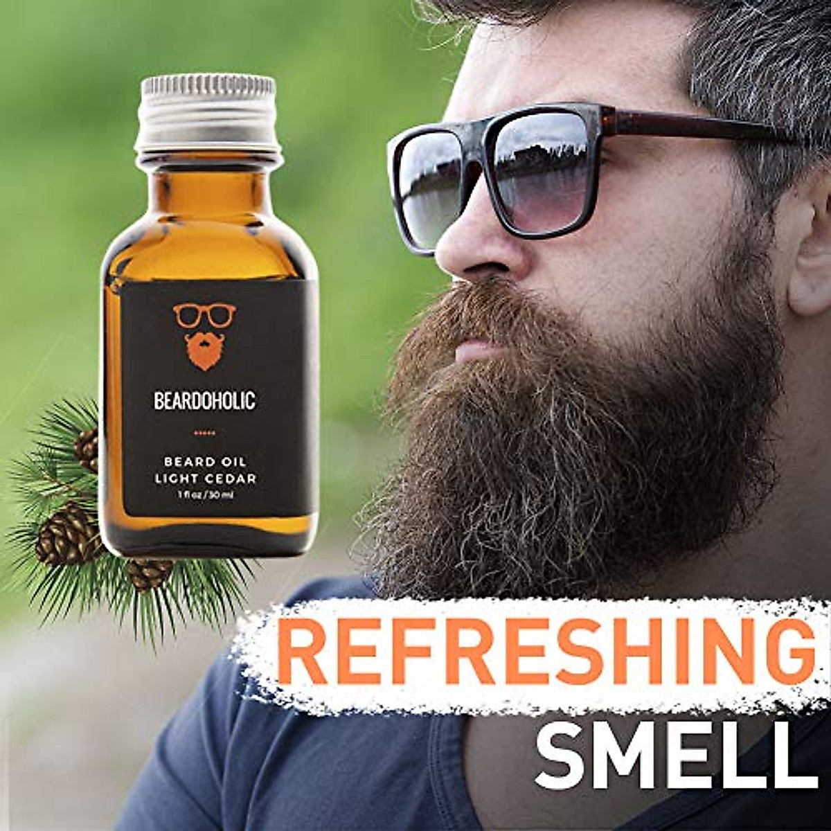 Beardoholic Premium Quality Beard Oil and Leave-in Conditioner, Softener - 100% Pure Organic Natural, Light Cedar Scent - Beard Growth and Stops Itchiness - Jojoba and Argan Oil