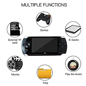 Gxcdizx Black Handheld Game Console 4.3 inch Retro Handheld Games Consoles Built-in 10000 Classic Games Rechargeable Battery Portable Style Hand Held Game System