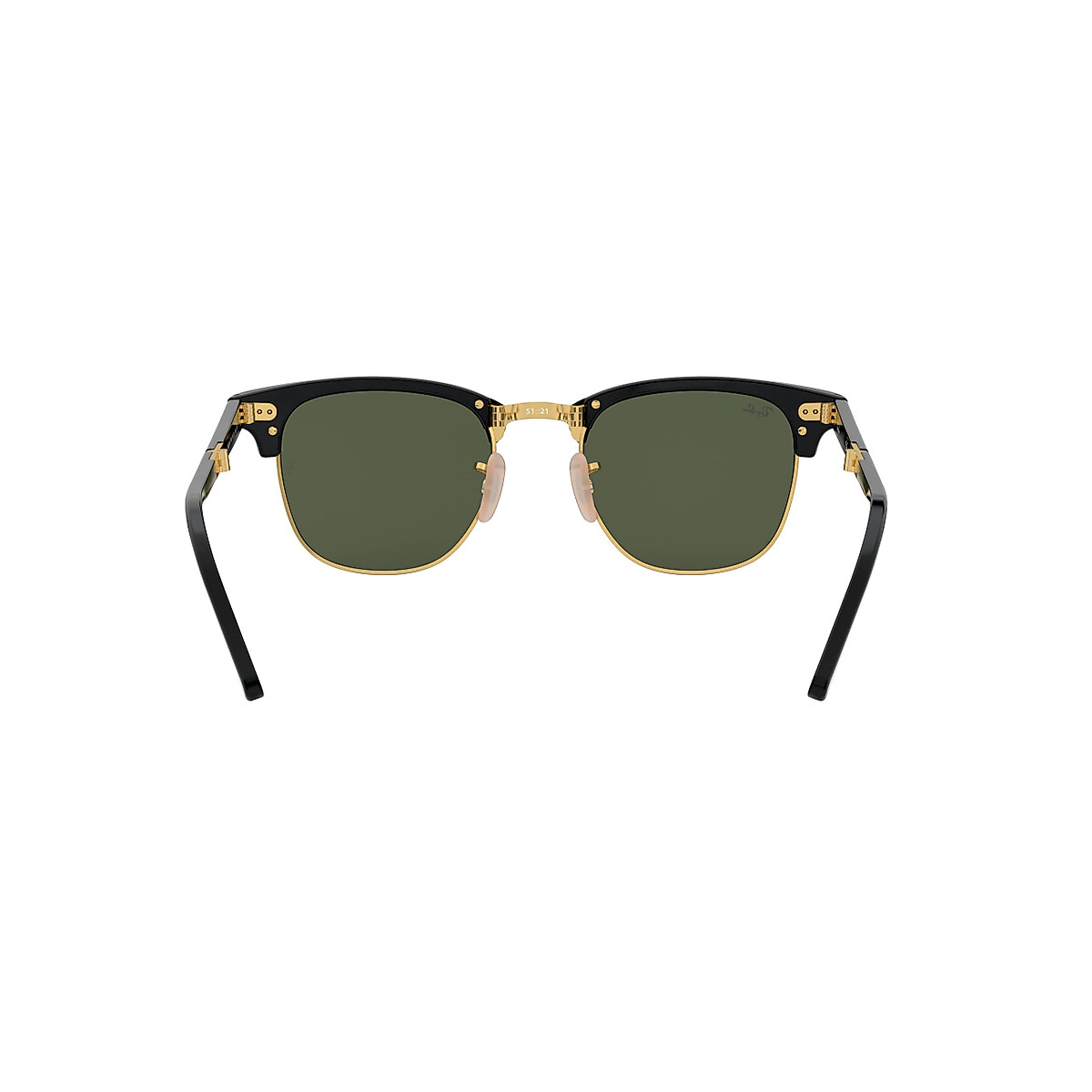 Ray-Ban RB2176 Clubmaster Folding Square Sunglasses, Black/G-15 Green, 51 mm