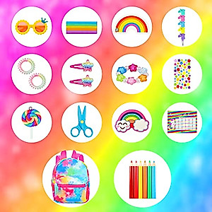 18 Inch Girl Doll Clothes and Accessories School Supplies Playset with Doll School Bags, Sunglasses, Bracelet, Scissors, Eraser, Pencils, Pencil Sharpener, Notebooks, Phone, Hair Clip