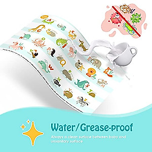 Disposable Placemats for Baby 40 Pack Stick-On Baby Placemat Alphabet ABC Animal Kids Table Mat for Restaurants Dining Table Travel Essentials for Toddlers