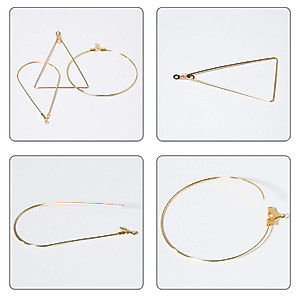 TopBine 60pcs Hoop Earrings Set - Round, Teardrop, Triangle - Gold K, White K - DIY Earring Making
