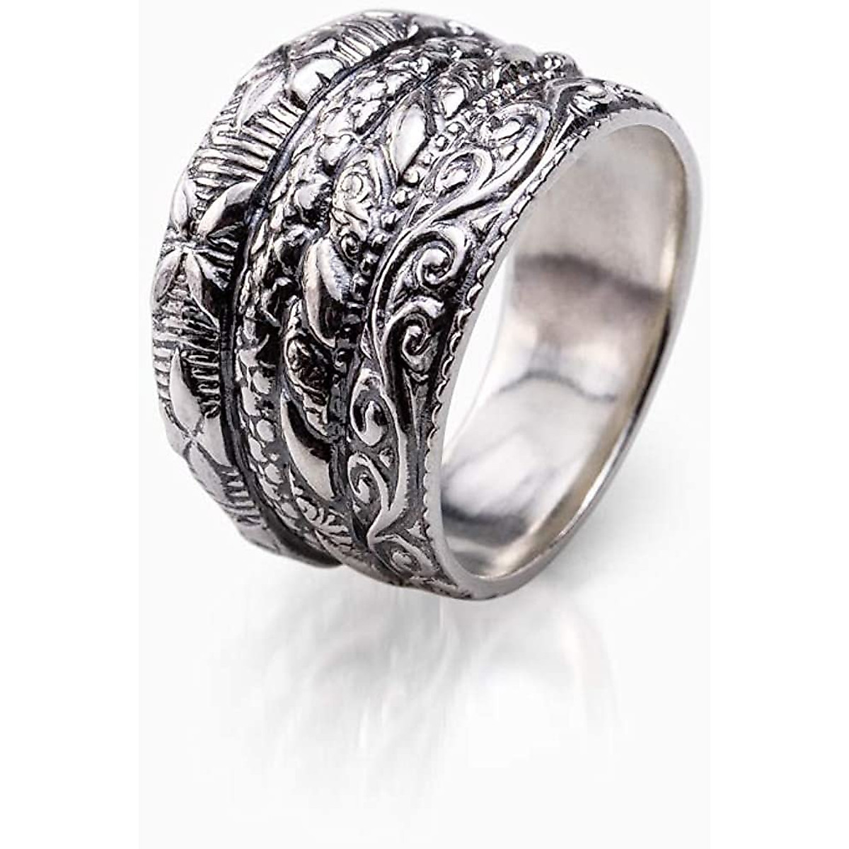 Joolala Fairytell Four Element Design Fashion Twirl Ring in 925 Sterling Silver – Anniversary Band for Women, Size 6