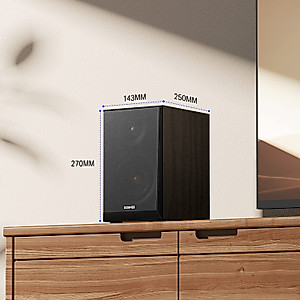 Donner Active Bookshelf Speakers with 60W RMS Powered, Long Stroke Stereo Speakers with Bluetooth 5.0/Coax/Opt/USB DAC/Double RCA Input and Subwoofer Output, Home Audio System - A40D
