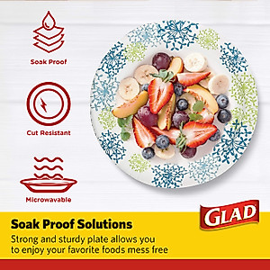 Glad Round Disposable Paper Plates for All Occasions | New & Improved Quality | Soak/ Cut Proof, Microwaveable Heavy Duty | 10" Diameter, 50 Count Bulk Plates