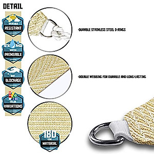 TANG Sunshades Depot Beige 12' x 16' Sun Shade Sail Permeable Canopy Cover Customize Commercial Standard 180 GSM HDPE