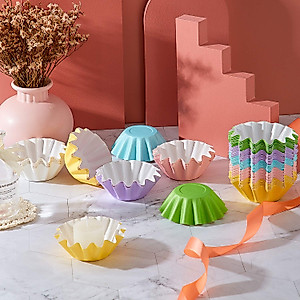 100 Pieces Wave Cupcake Liners Wrappers Flared Paper Baking Cups Disposable Muffin Liners for Muffins Baking, Cupcakes or Mini Snacks