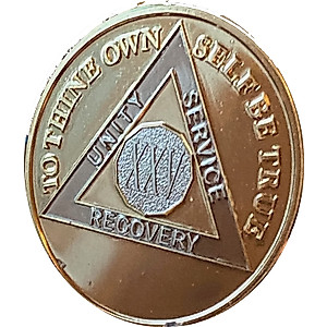 25 Year AA Medallion Large 1.5 Inch 22K Bi-Plated Gold and Nickel Plated Sobriety Chip