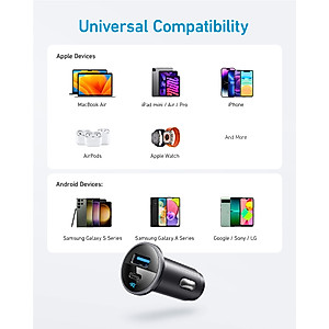 USB C Car Charger Adapter, Anker 52.5W Cigarette Lighter USB Charger, 323 Anker Car Charger with 30W PowerIQ 3.0 Fast Charging for iPhone 15/15 Plus/15 Pro/15 Pro Max, Galaxy S23/22, Pixel