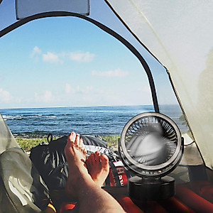 Odoland Portable Camping Fan with LED Lantern, Battery Operated Tent Fan Light Lamp with Hanging Hook for Camping, Hiking, Hurricane, Outages, Emergency Gear
