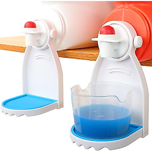 HINSOCHA Laundry Detergent Cup Holder & Drip Tray (2-Pack), No-Mess Drip Catcher with Fixed Screw and Removable Silicone Mat, Blue