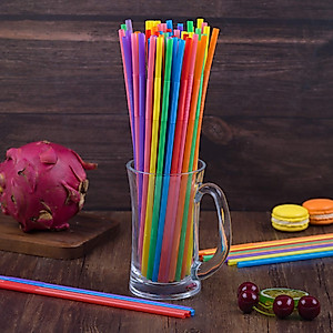 300 Pcs Colorful Flexible Plastic Straws, BPA-Free Disposable Bendy Straws, 10.2" Long and 0.23'' Diameter