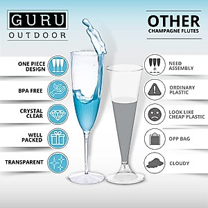 Plastic Champagne Flutes Disposable - Plastic Wine Glasses Set of 12 for Wedding - One Piece Champagne Flutes Plastic- 6 oz Plastic Cocktail Glasses - Plastic Mimosa Flutes - BPA Free Cups Set