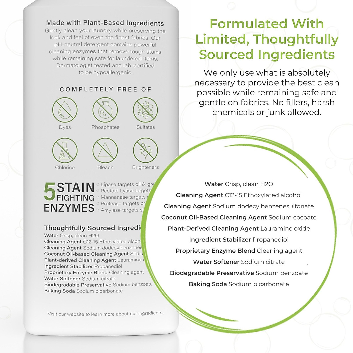 Heritage Park Luxury Laundry Detergent | Dermatologist Tested Plant based Natural & Enzyme Laundry Detergent | Sensitive Skin Friendly - Fragrance Free (32 fl oz)