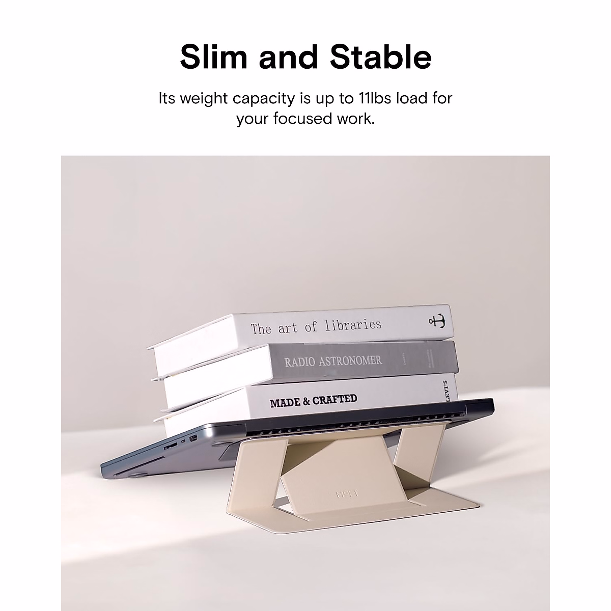 MOFT Invisible Slim Laptop Stand, Adhesive and Reusable, Adjustable Perfect Viewing Angles, Compatible with Laptops Up to 15.6", (Starry Grey)