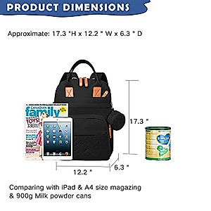 UISKOOPW Diaper Backpack, Baby Nappy Waterproof Changing Bags Travel BackPack with Changing Pad & Stroller Straps (Black)