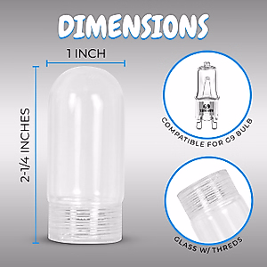 OHLECTRIC Tubular G9 Glass Cover - Threaded Bulb Cover - Sturdy Clear Glass Protectant for Bulb - Heat Resistance Up to 500C - 2.25" - Clear - OL-41332